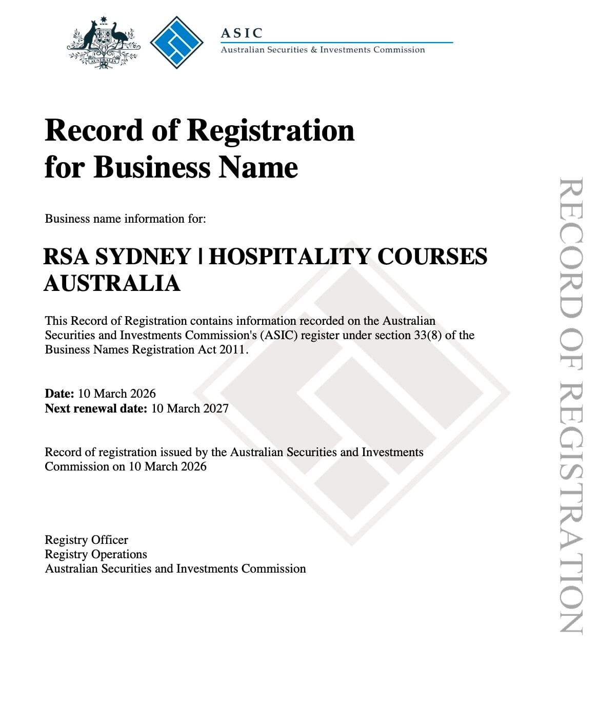 RSA, RCG & Food Safety Courses in Sydney - HCA